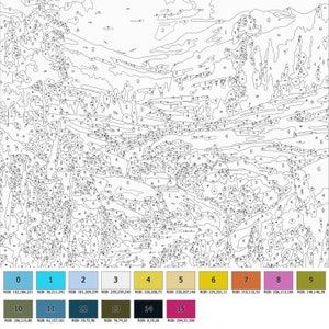Color by Number for Adult, Paint by Number Printable, Meadow Landscape ...