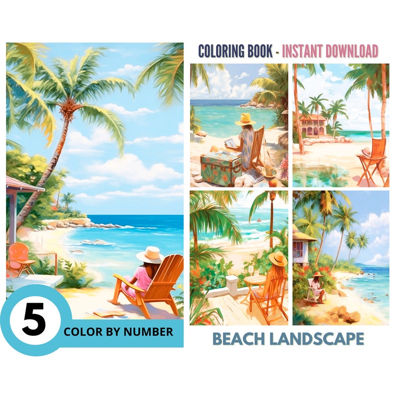 Bundle 30 Color by Number for Adult, Paint by Number Printable ...