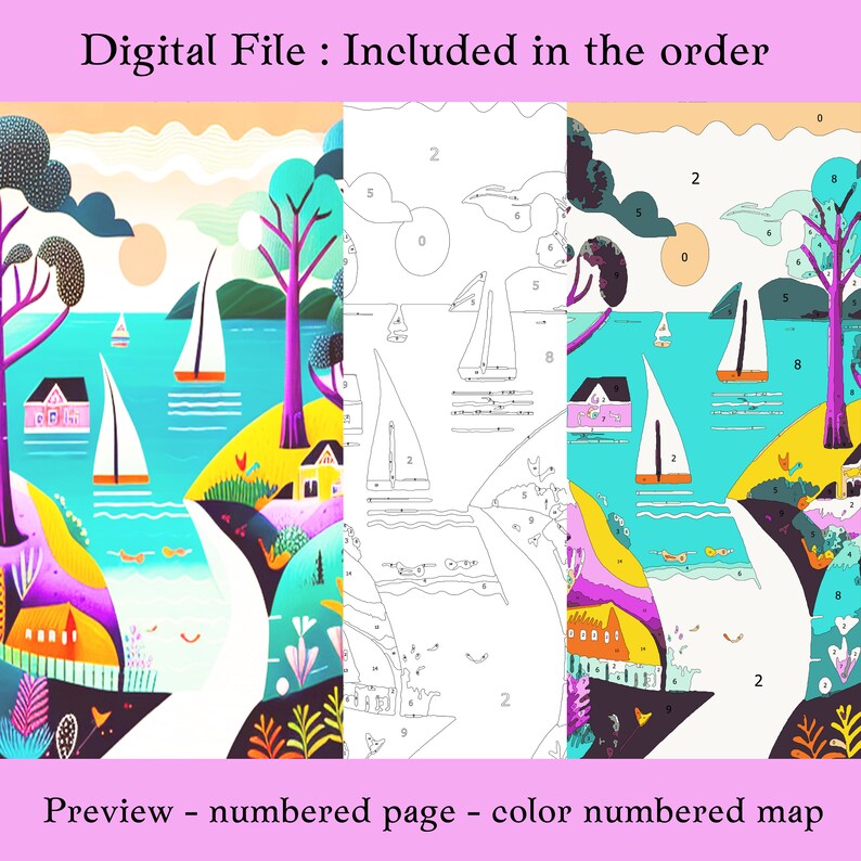 Color by Number for Adult,paint by Number Printable,sea Landscape ...