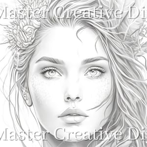 Beauty Boho Girl, Coloring Pages for Adult, Greyscale Coloring Book ...