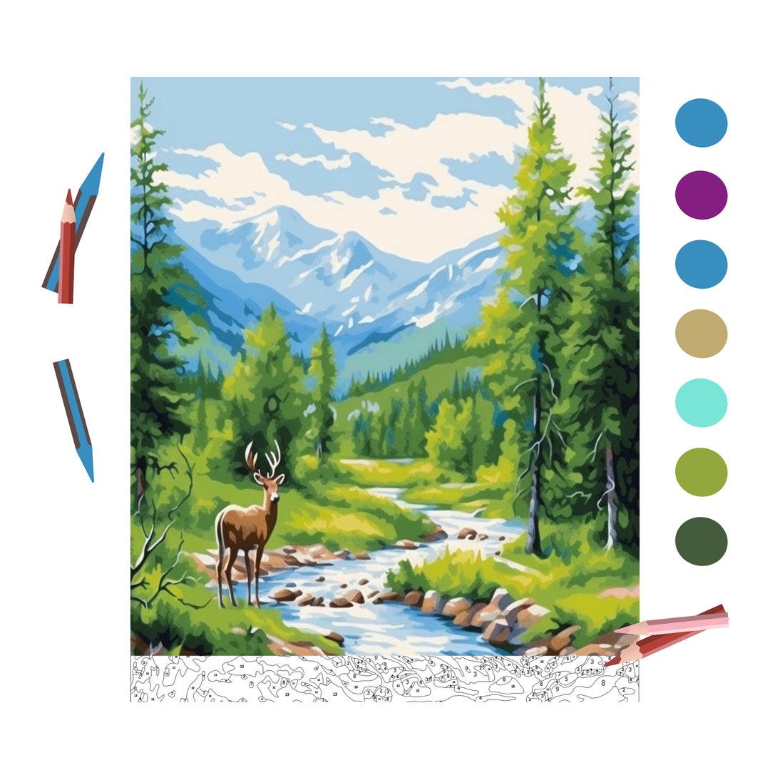 Color by Number for Adult, Paint by Number Printable,mountain Landscape ...