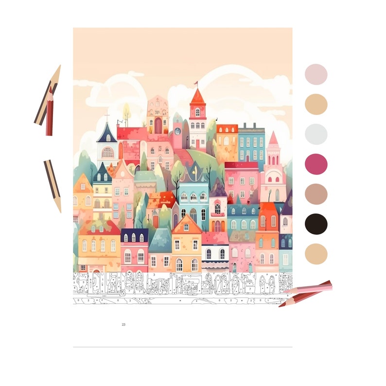Paint by Number Printable, Color by Number Adult, Funny Cityscape, by ...