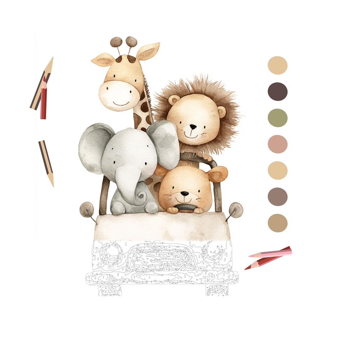 Color by Number for Adult| Paint by Number Printable | Safari Animal ...
