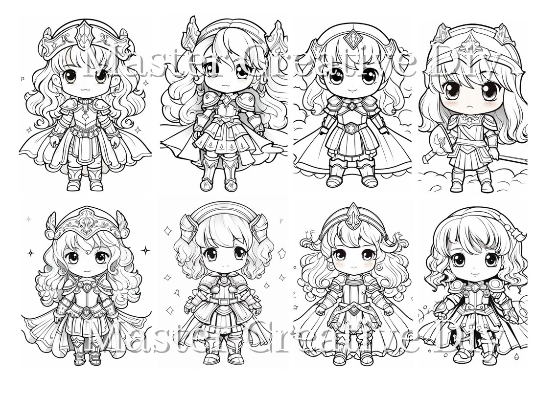 30 Kawaii Girl Warrior Coloring Book Printable Coloring Page - Etsy