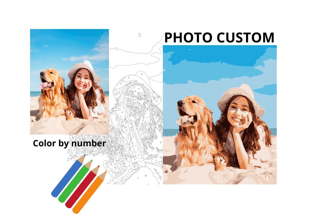 Custom Your Photo in a Color by Number Adult, Personalised Your Photo ...