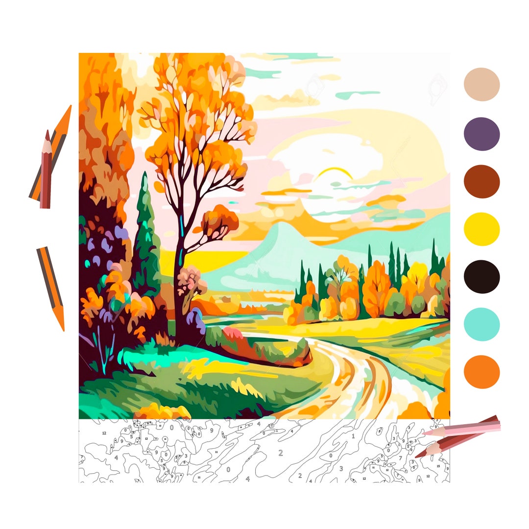 Color by Number for Adult, Paint by Number Printable, Beauty Landscape ...