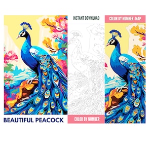 Color by Number for Adult,paint by Number Printable,beautiful Peacock ...
