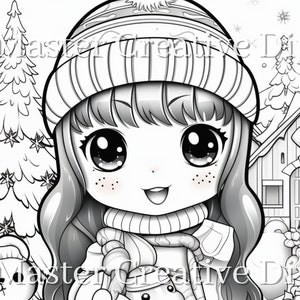 60 Kawaii Chibi Christmas Girl Coloring Book - Adults Coloring Pages ...