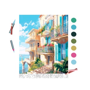 Color by Number for Adult, Paint by Number Printable,beauty Sea House ...