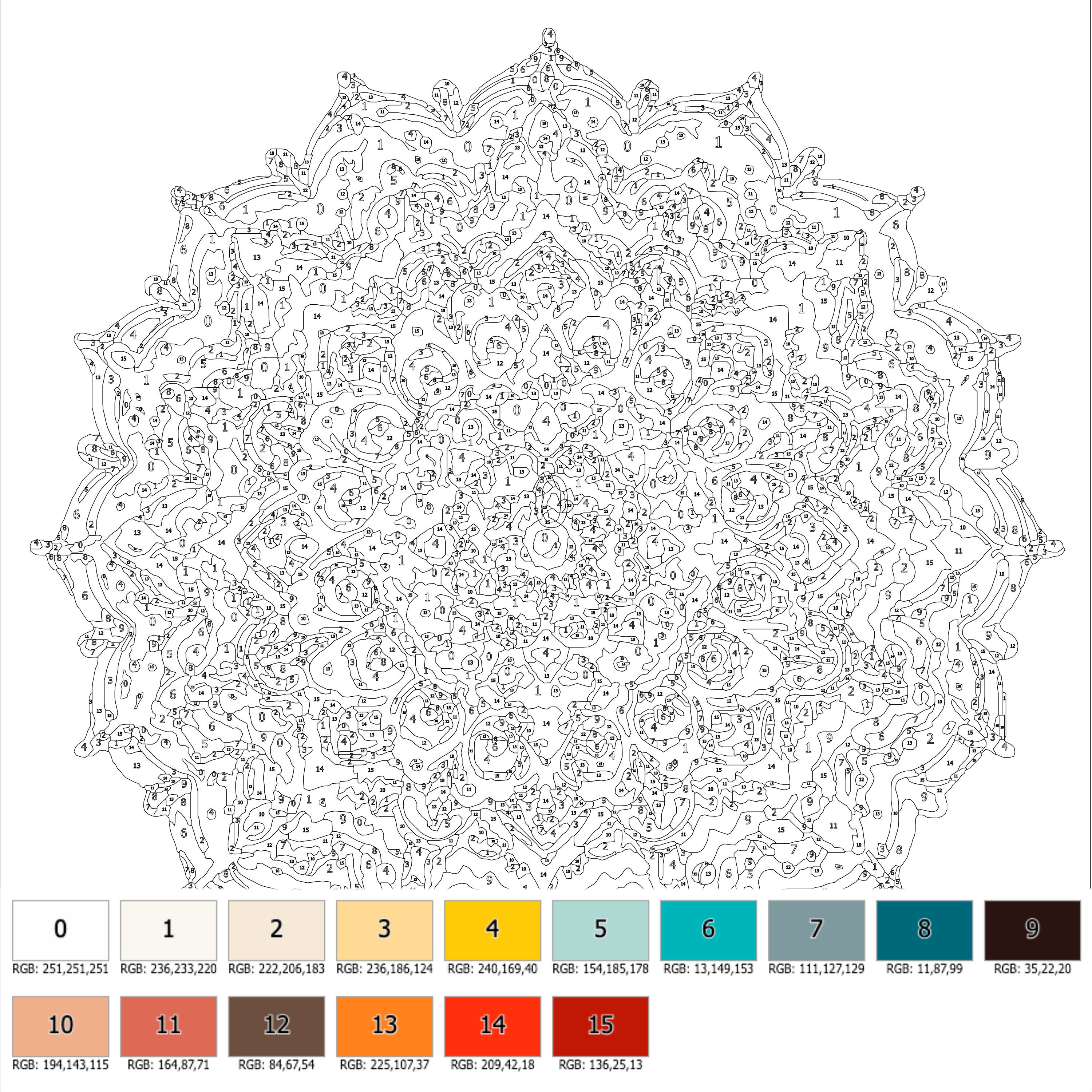 Color by Number for Adult, Mandala, Paint by Number Printable,by Jo ...
