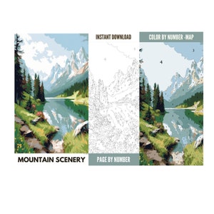 Color by Number for Adult,paint by Number Printable,10 Mountain ...