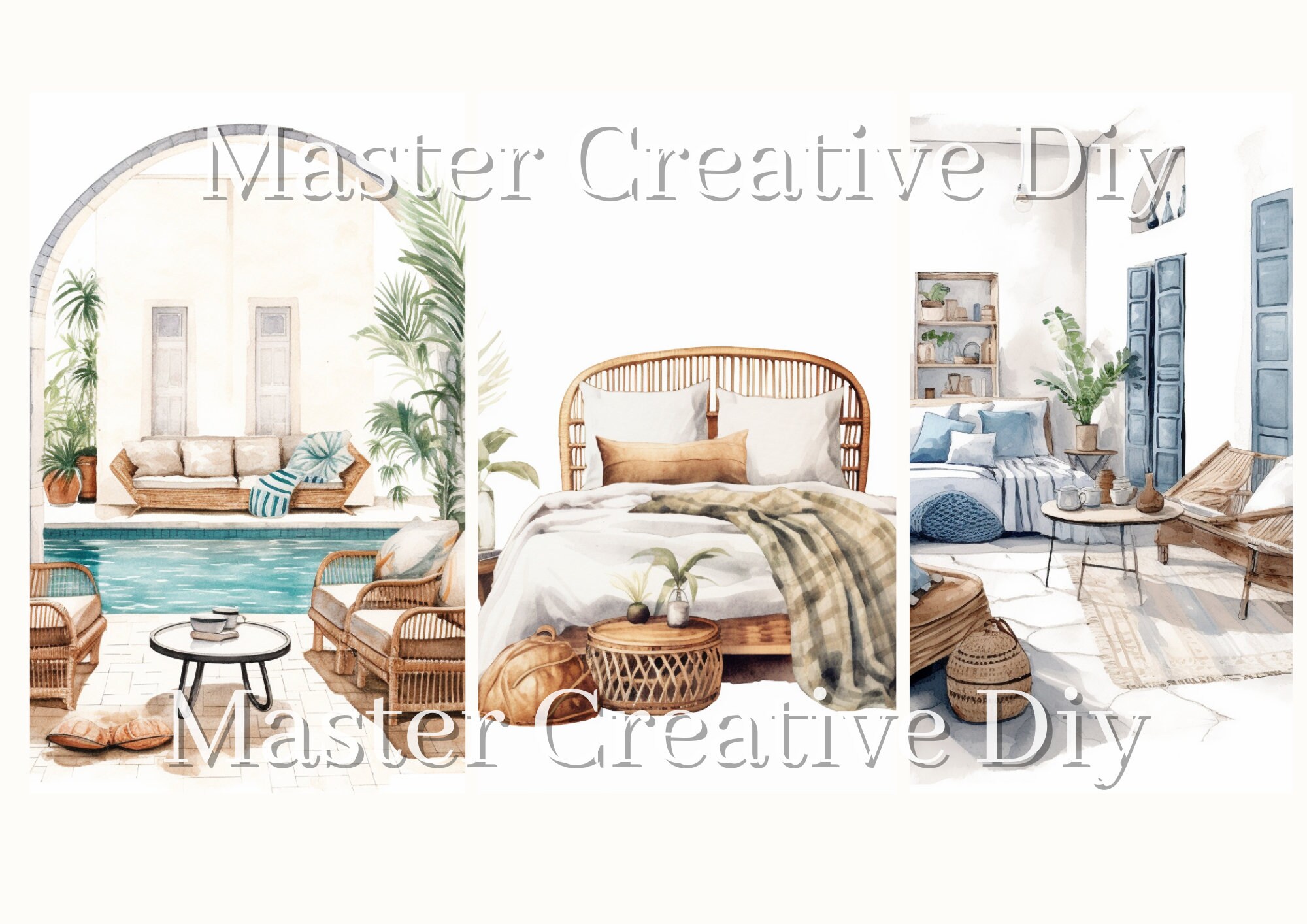 35 Boho Interior Design Coloring Pages for Adultsgrayscale - Etsy