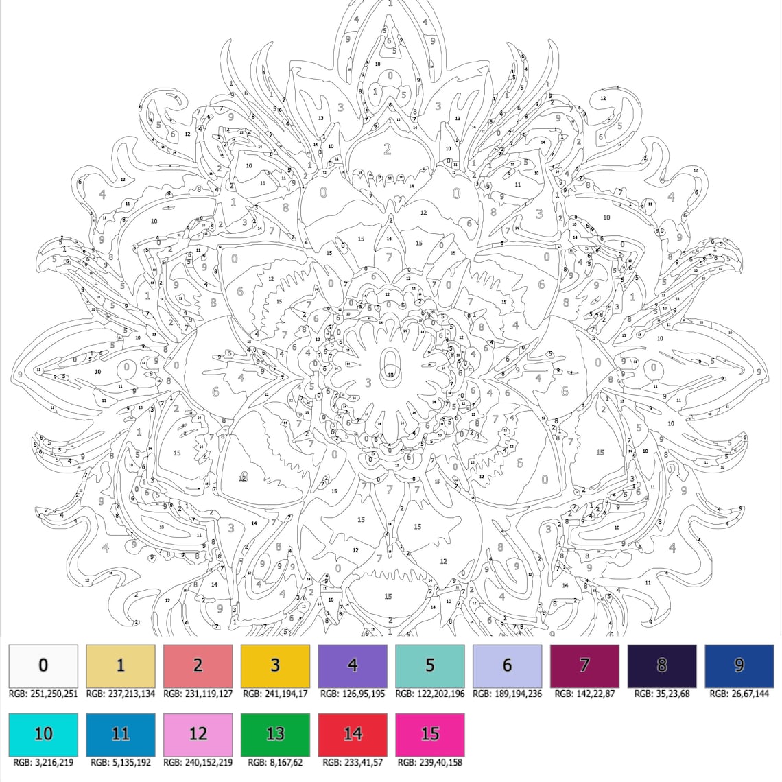 Color by Number for Adult Mandala Flower Paint by Number - Etsy