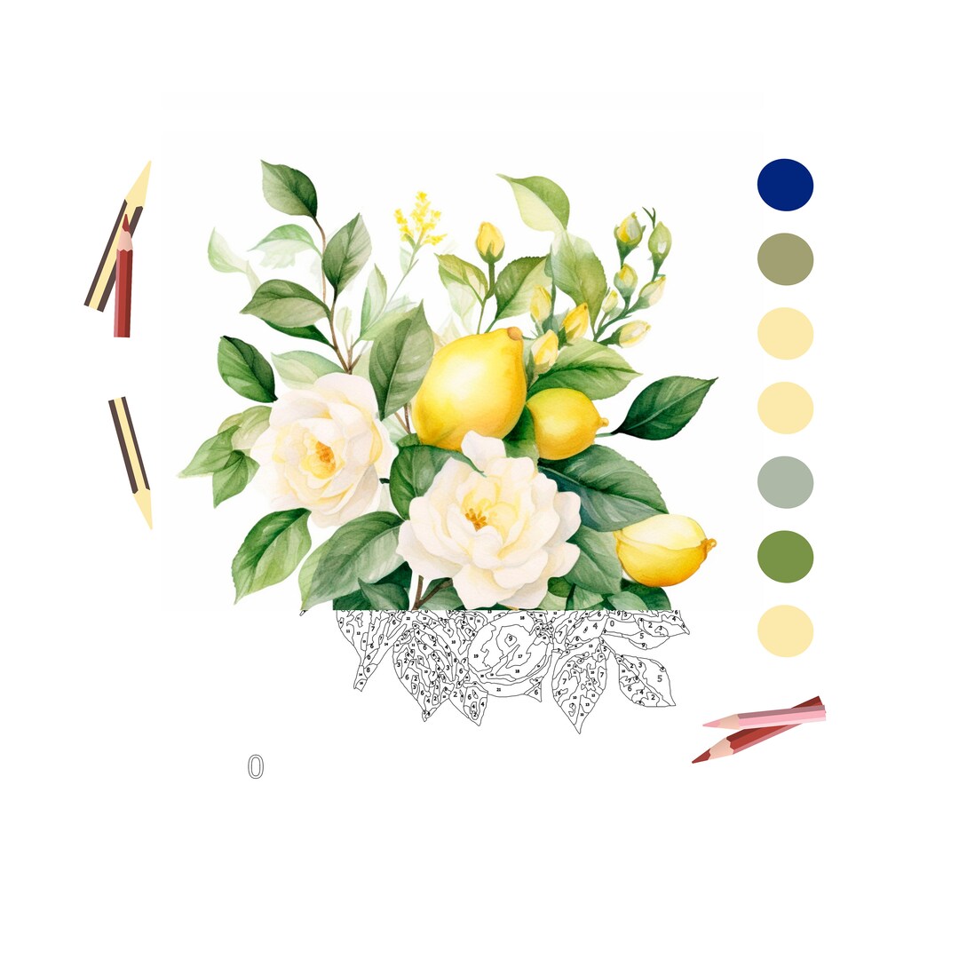 Color by Number for Adult, Paint by Number Printable,lemon Branch ...