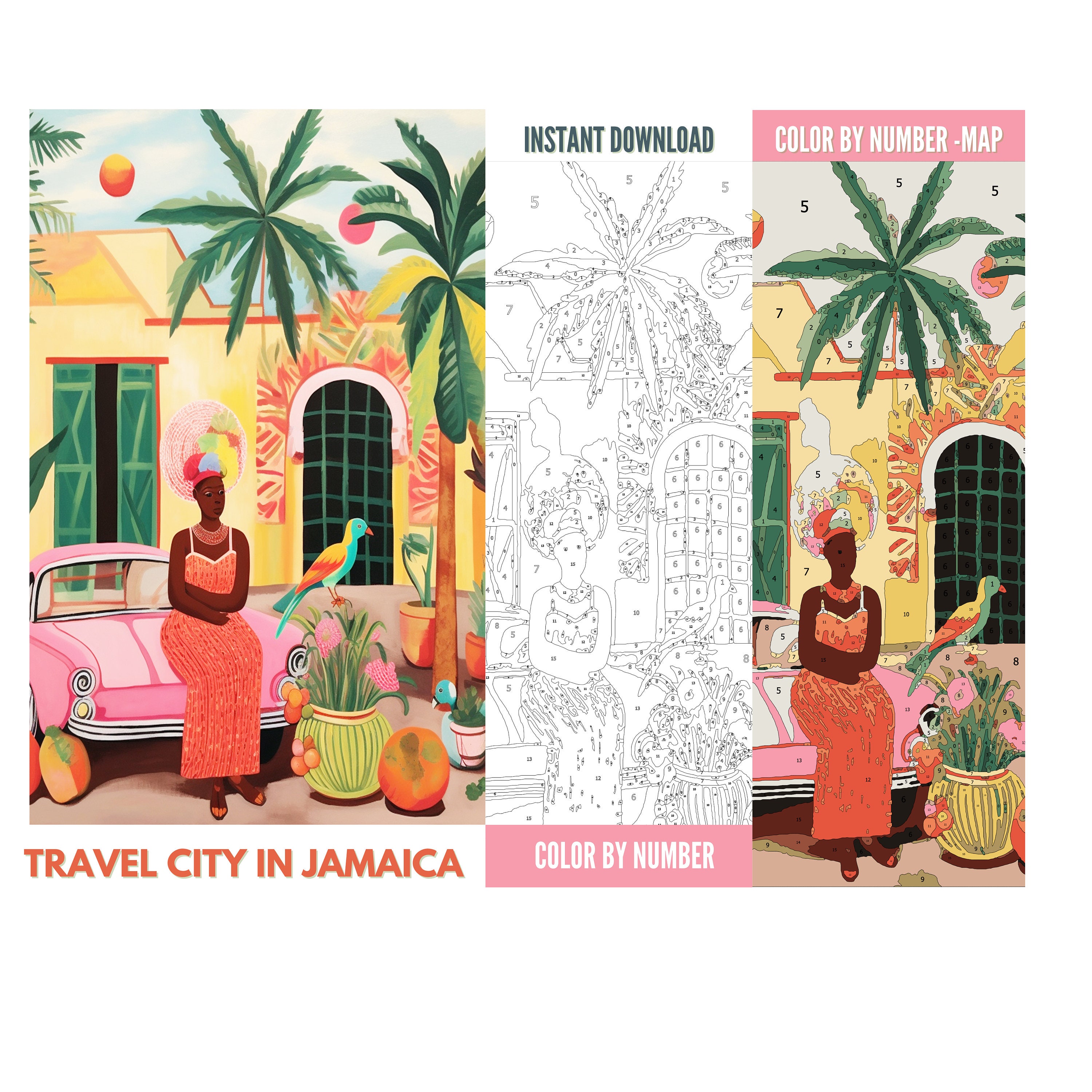 Bundle 10 Travel City, Color by Number for Adult,paint by Number ...