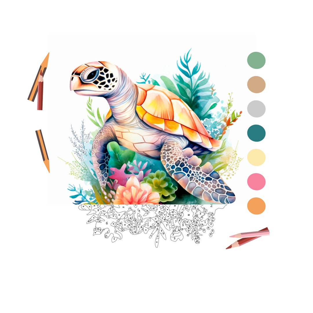 Color by Number for Adult, Paint by Number Printable, Sea Turtle ...