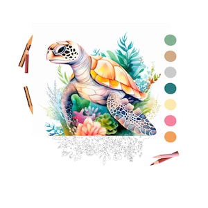 Color by Number for Adult, Paint by Number Printable, Sea Turtle ...