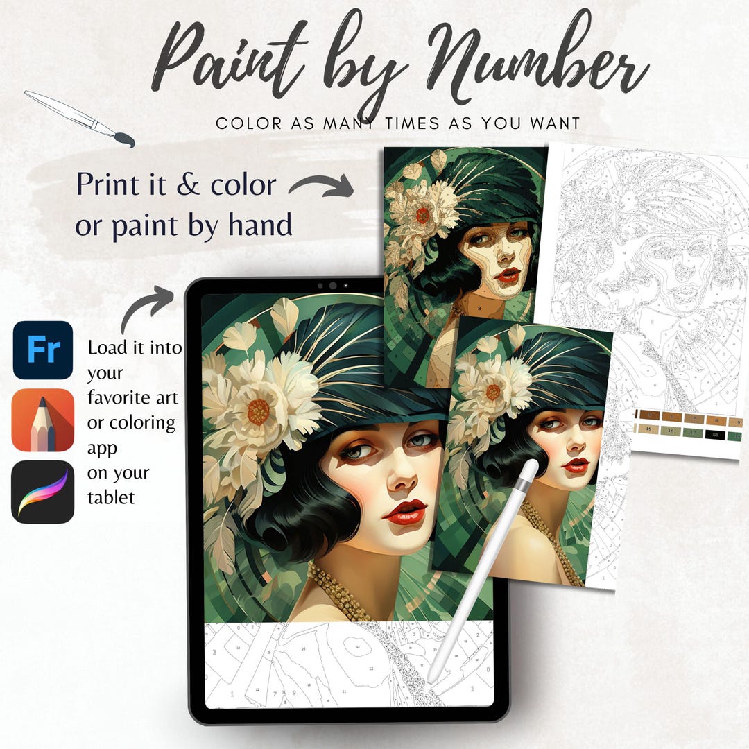 Color by Number for Adult,paint by Number Printable,beautiful Woman ...