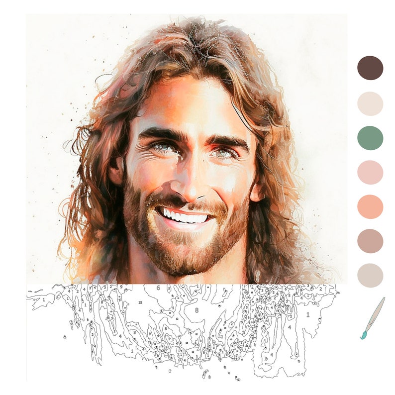 Color by Number Printable,paint by Number Adult, Jesus Christ for Pray ...