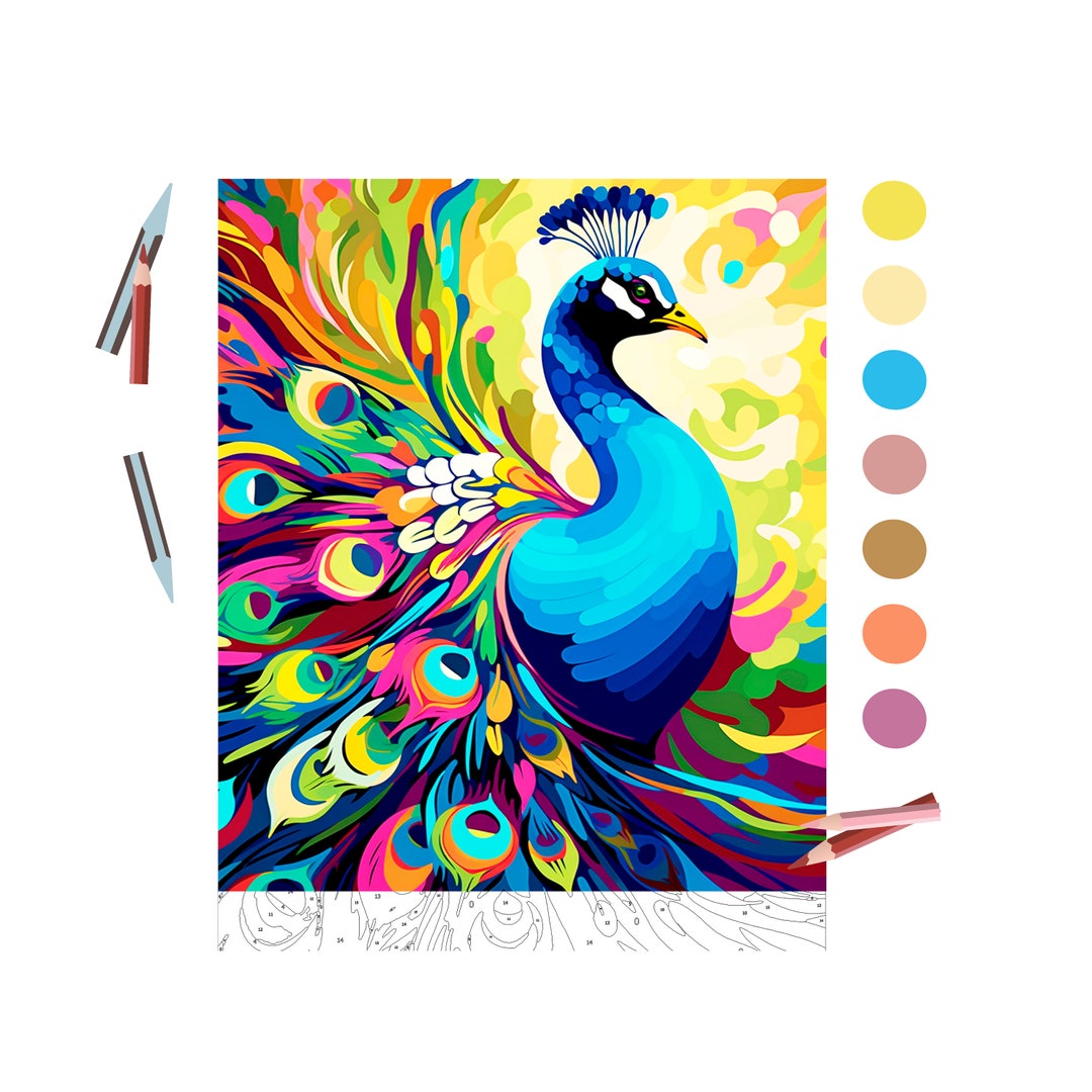 Color by Number for Adult,paint by Number Printable,beautiful Peacock ...