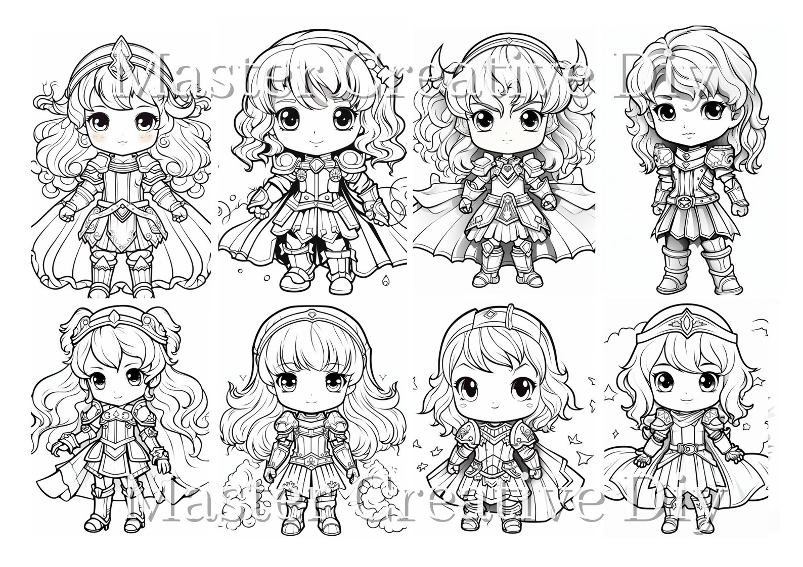 30 Kawaii Girl Warrior Coloring Book Printable Coloring Page - Etsy