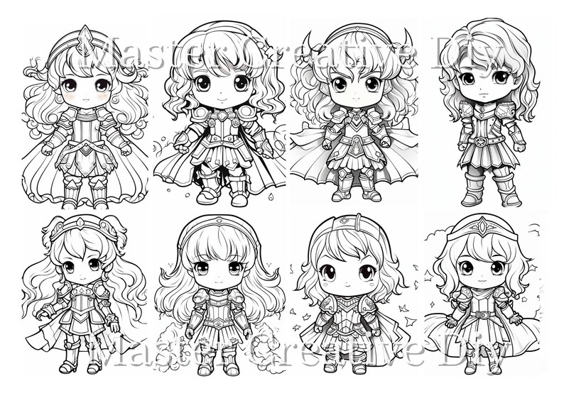 30 Kawaii Girl Warrior Coloring Book Printable Coloring Page - Etsy