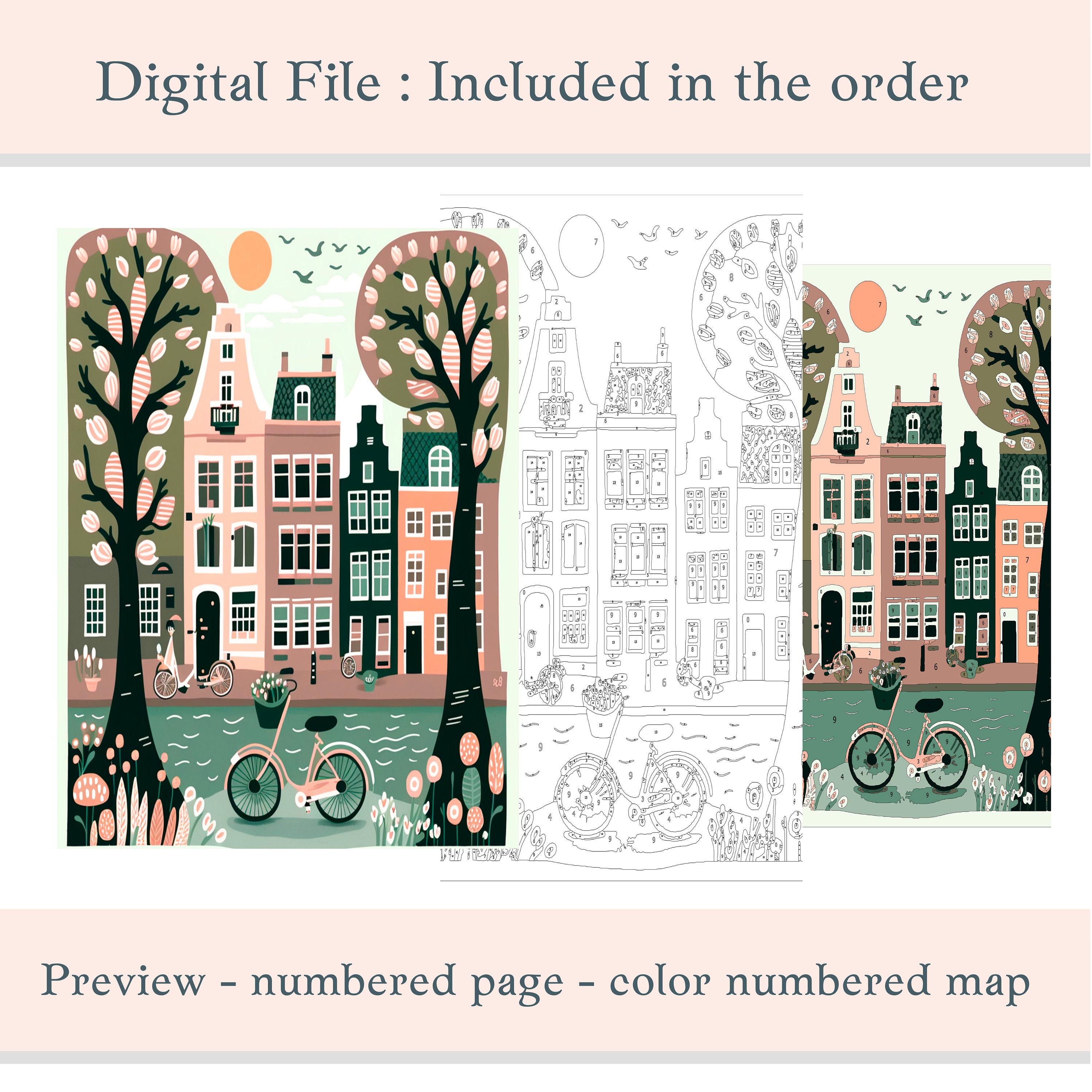 Color by Number for Adultpaint by Number Printable City - Etsy