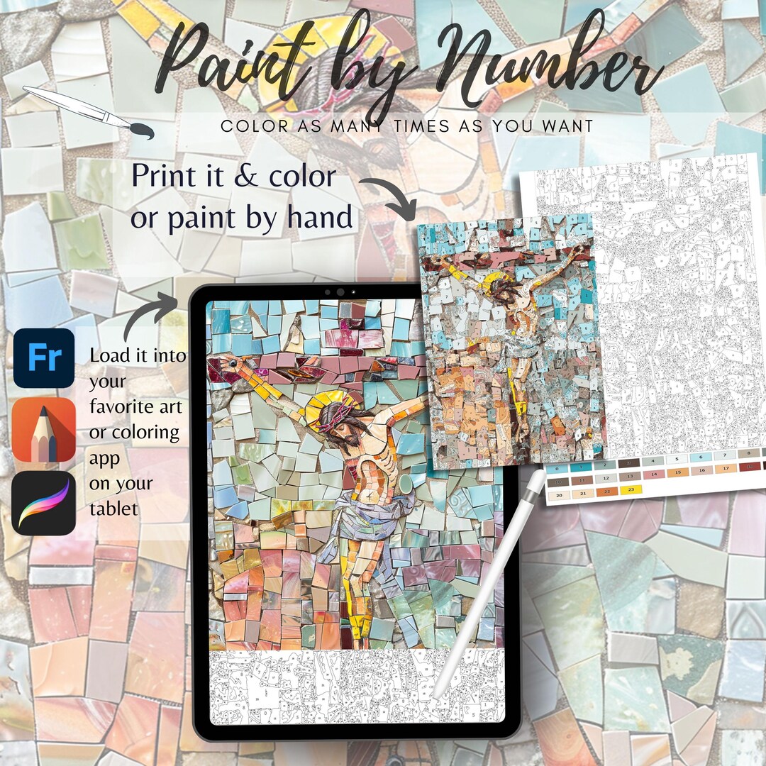 Paint by Number Printable,color by Number Adult, Jesus Christ for Pray ...