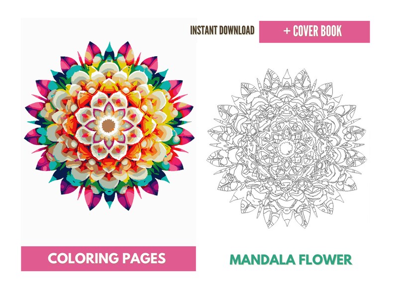 Mandala Flower Coloring Pages for Adult and Kidsprintable - Etsy