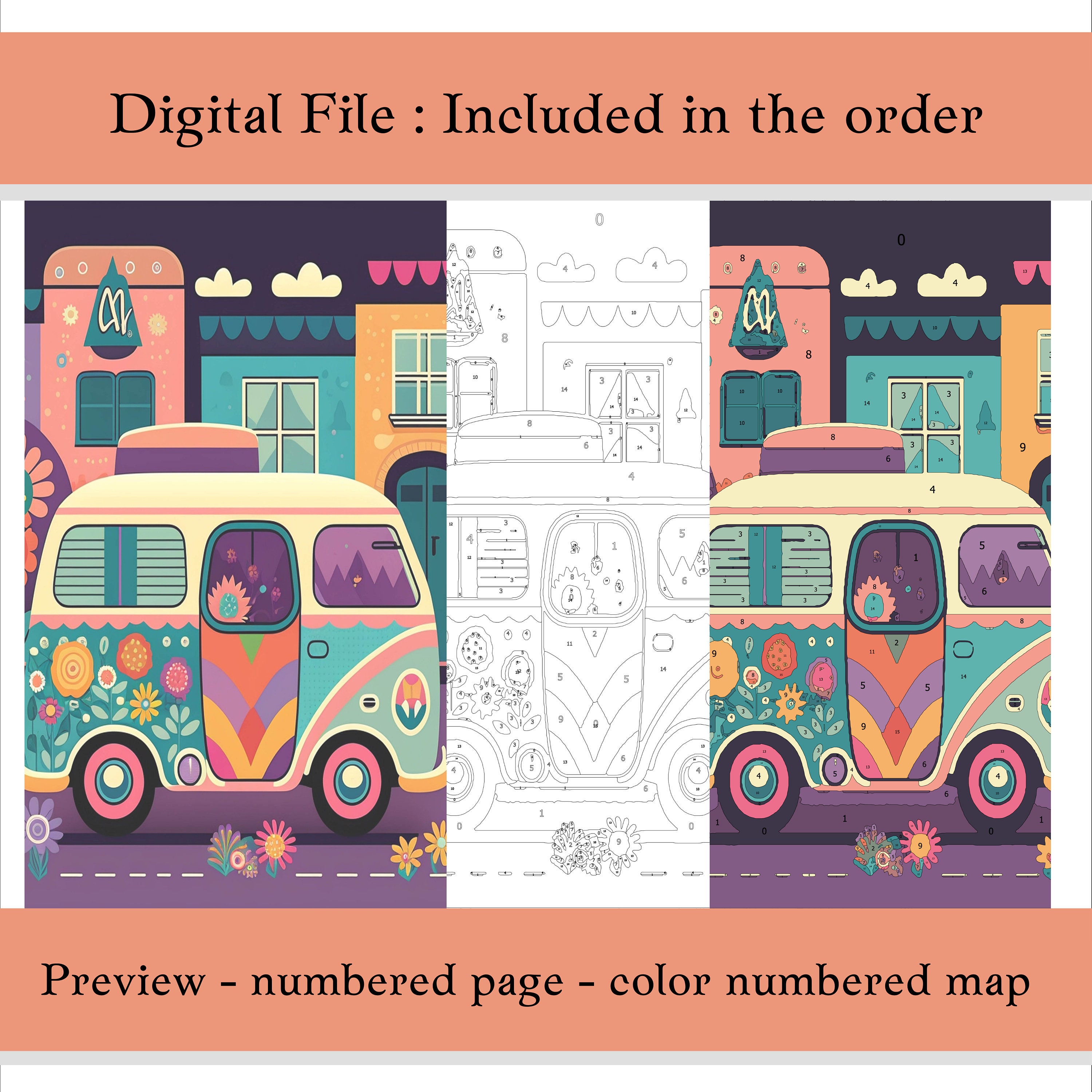 Color by Number for Adult, Paint by Number Printable, Vintage Car ...