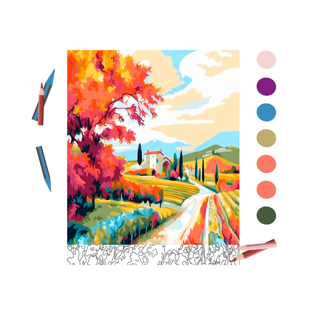 Beautiful Landscape Coloring Pages for Adults, Grayscale Coloring Book ...