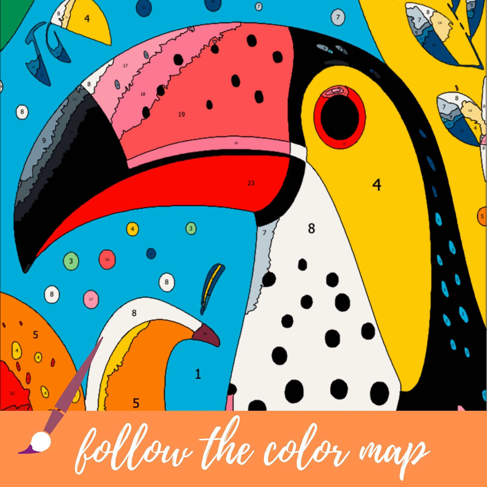 Color by Number for Adult, Paint by Number Printable,colorful Toucan ...