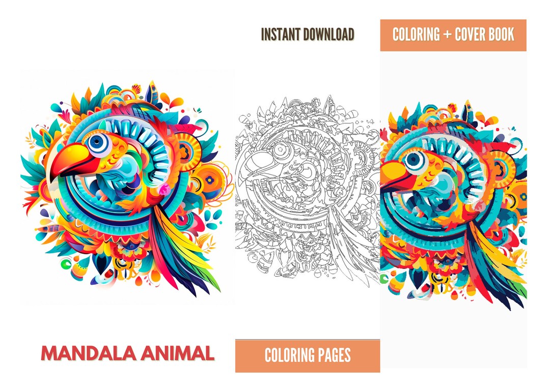 Mandala Animal Coloring Pages for Adult and Kids,printable Coloring ...