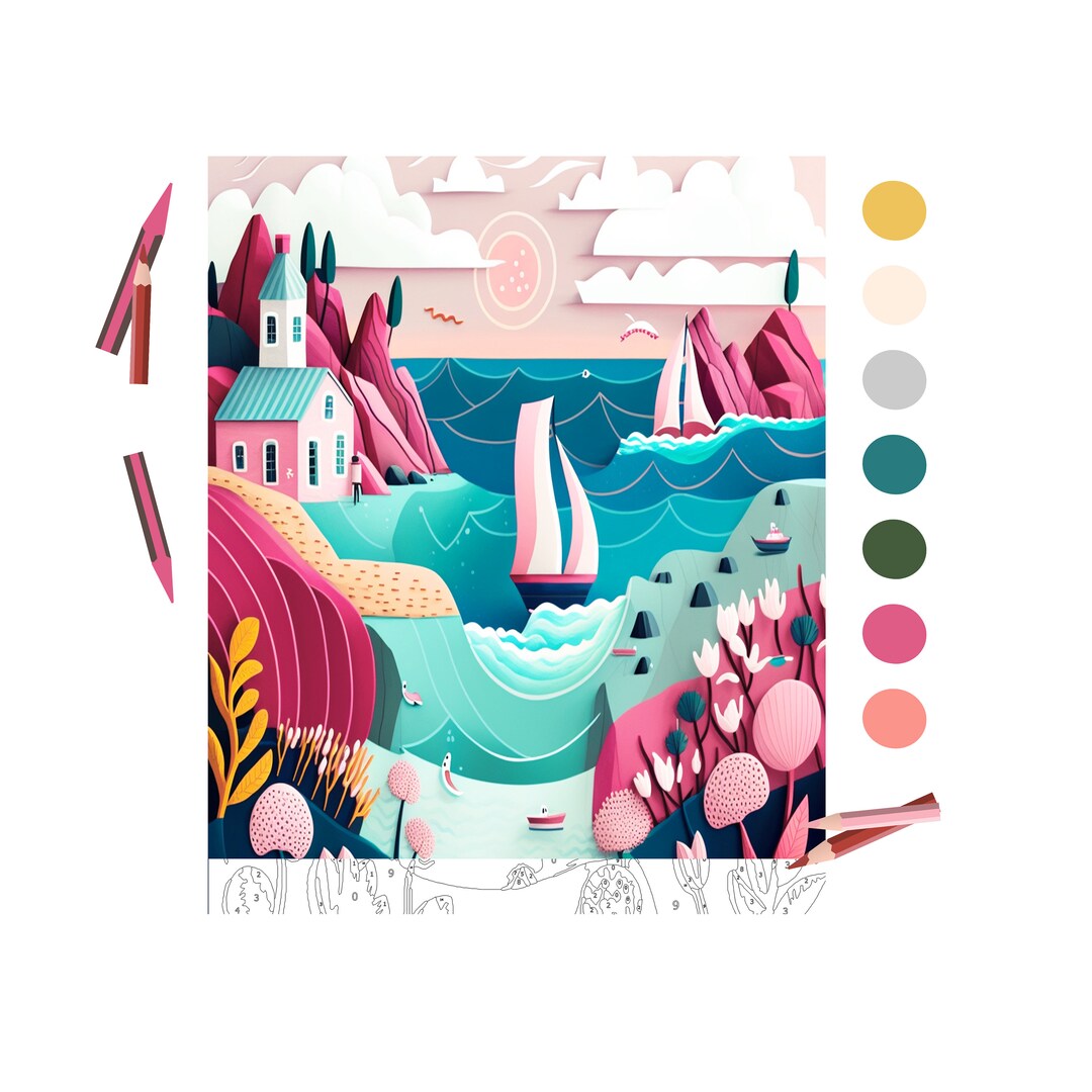 Color by Number for Adult,paint by Number Printable,sea Landscape ...