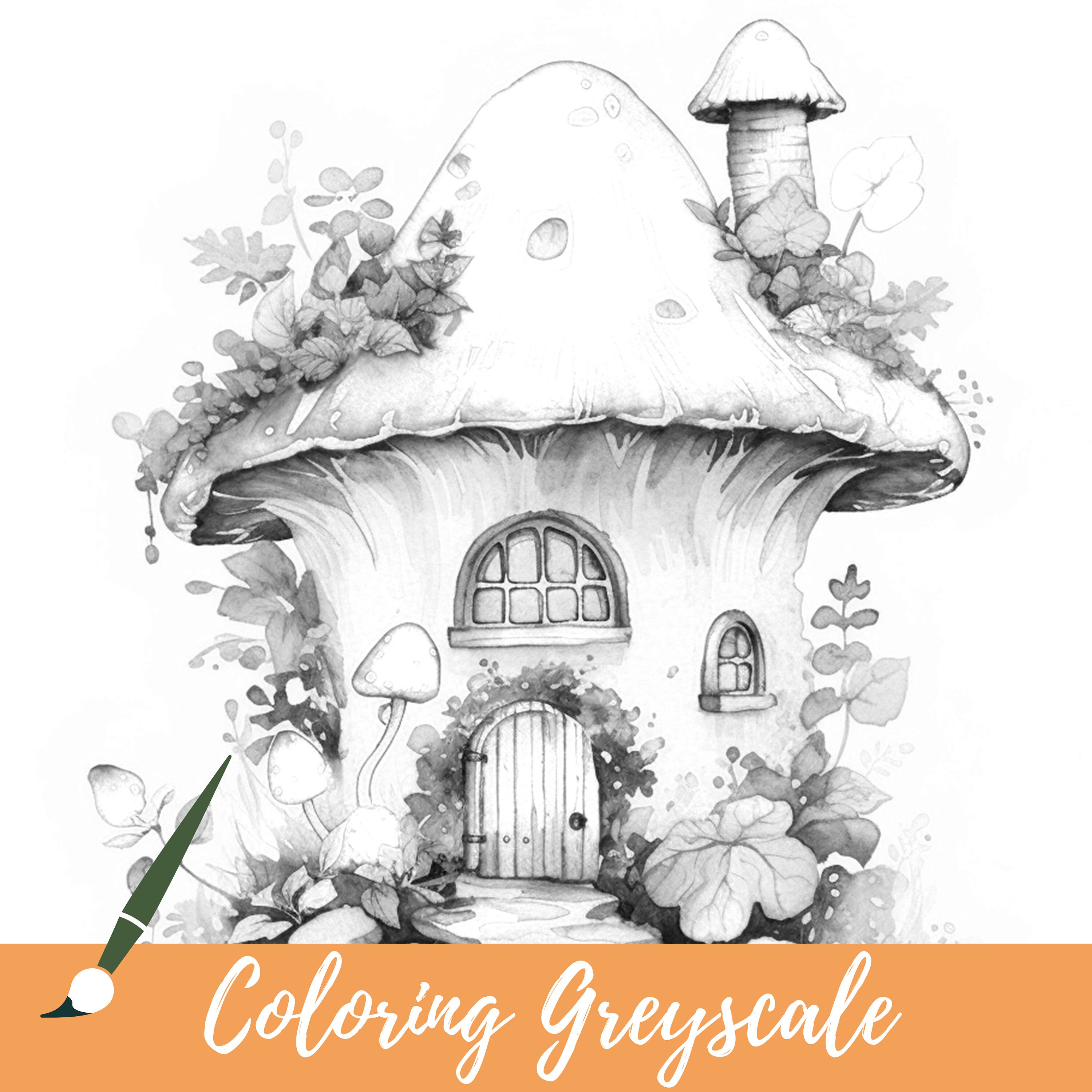 Mushroom House Color by Number for Adult for Procreate, Paint by Number ...