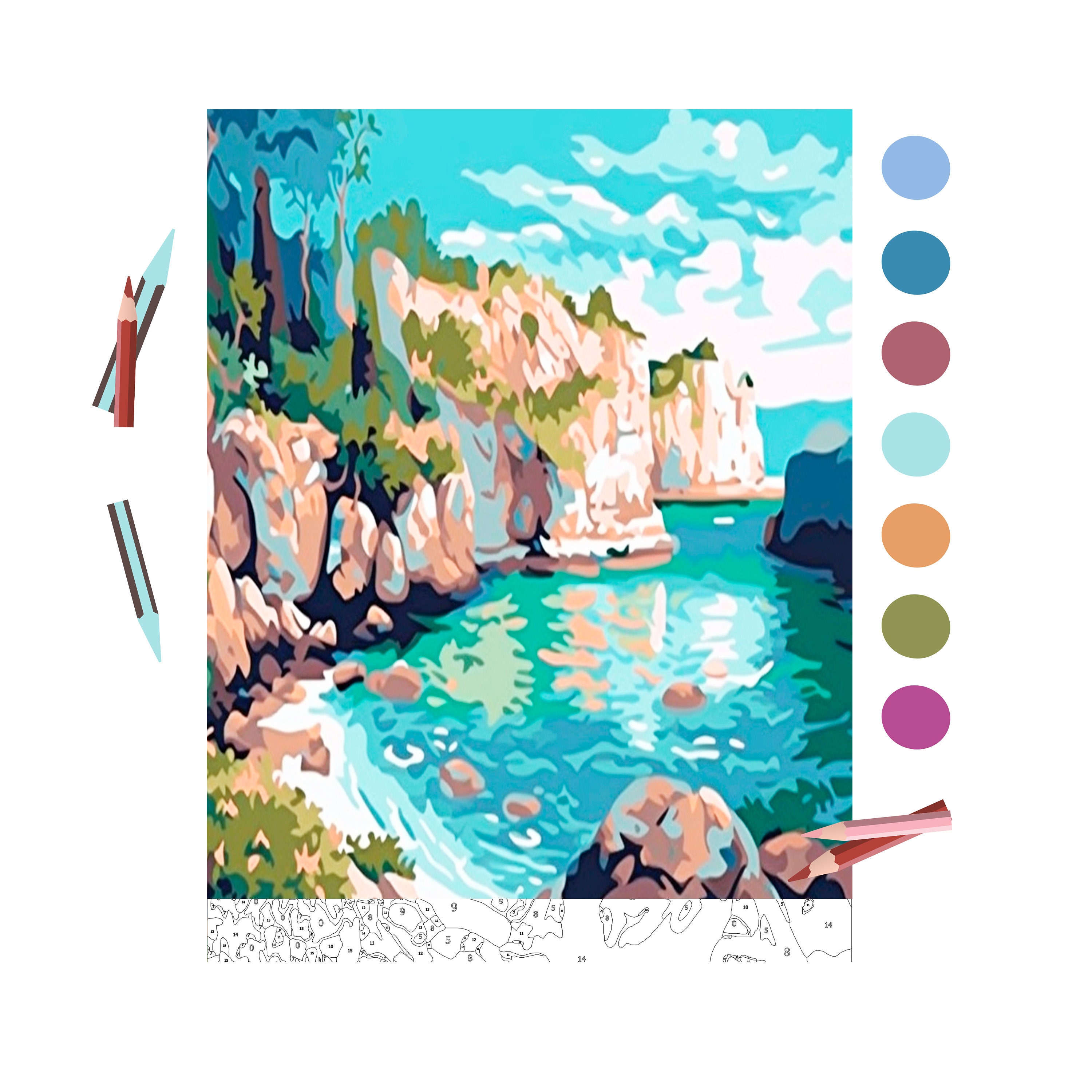 Color by Number for Adult Paint by Number Printable Sea - Etsy