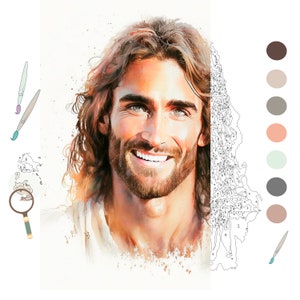 Color by Number Printable,paint by Number Adult, Jesus Christ for Pray ...