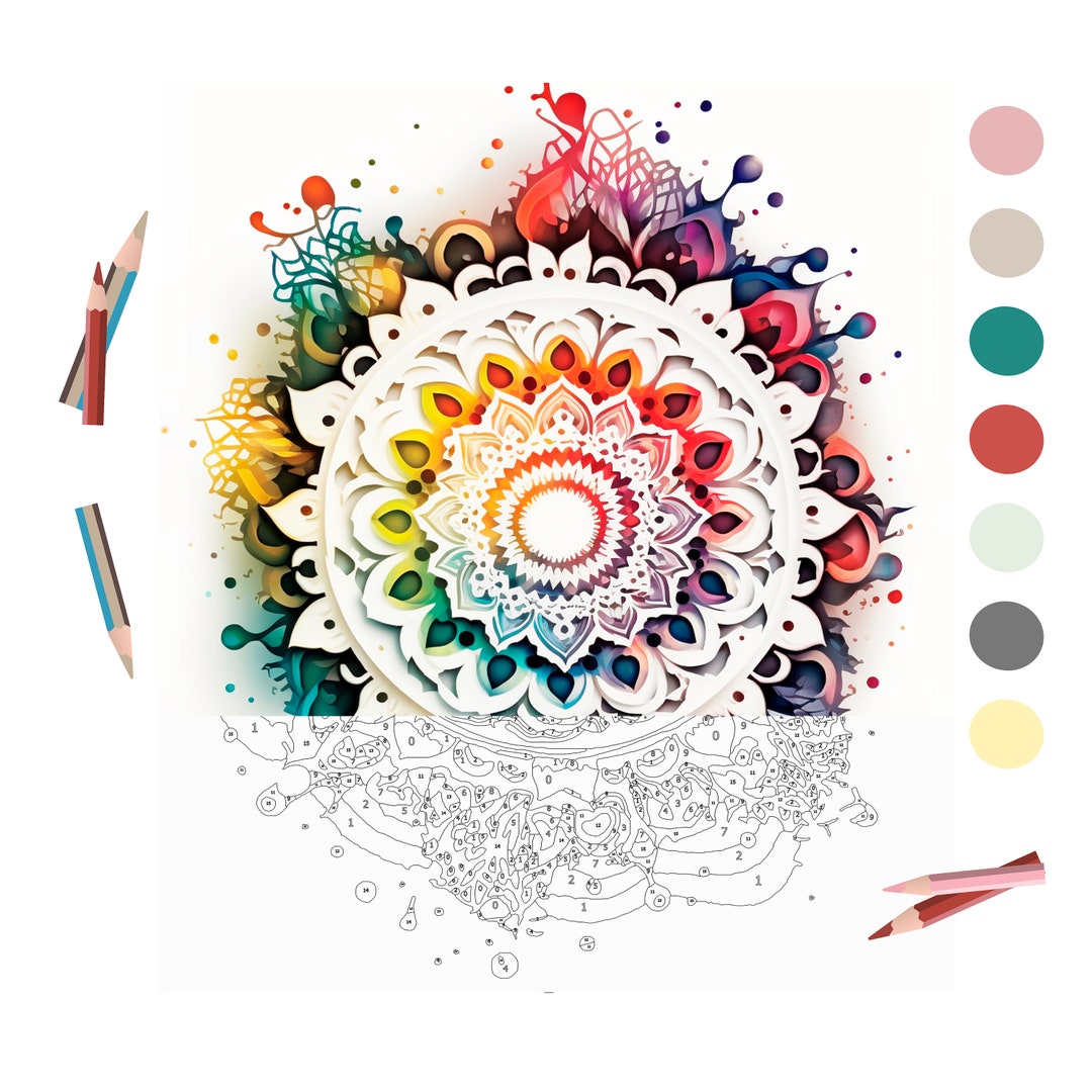 Color by Number for Adult, Mandala, Paint by Number Printable,by Jo ...