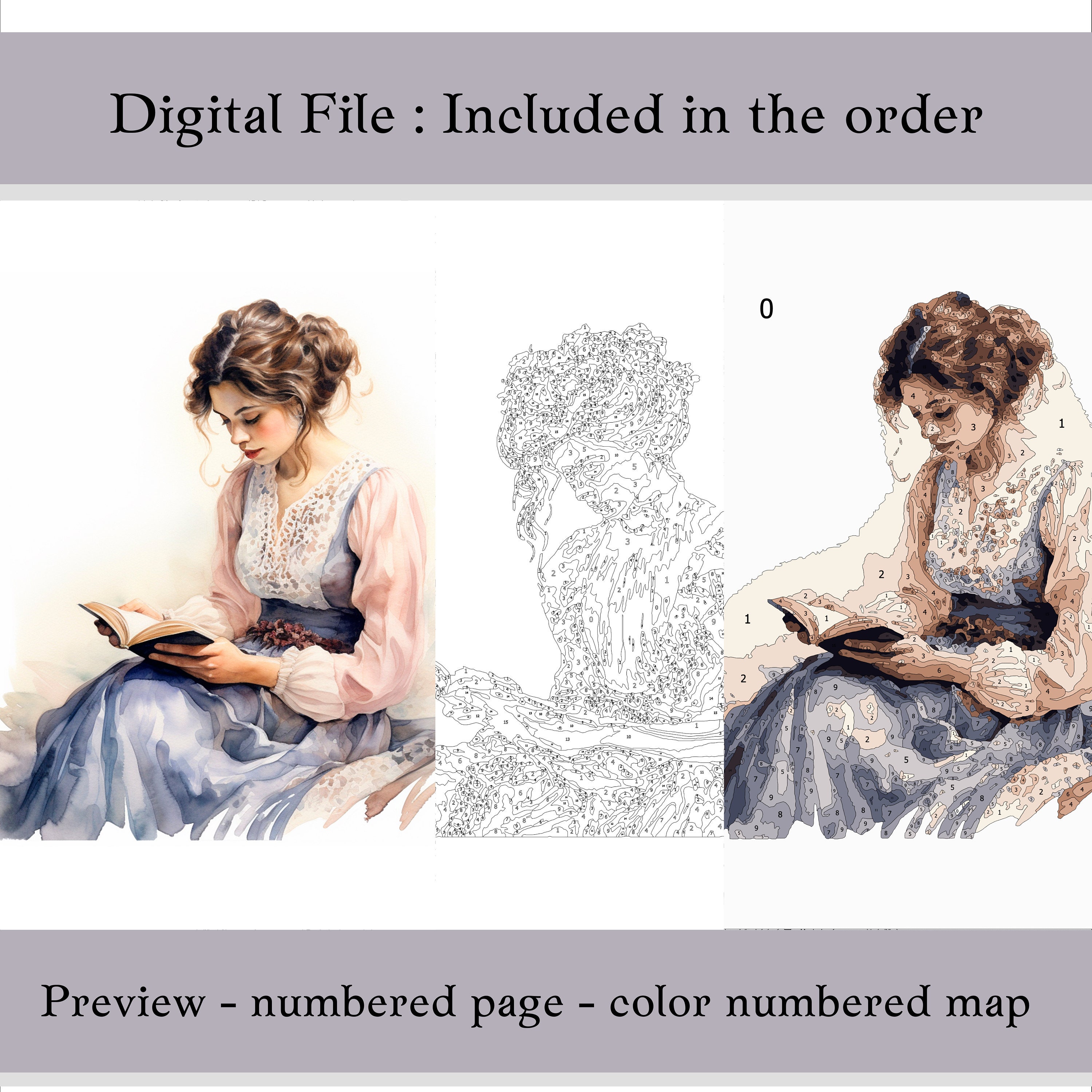 Bundle 5 Reading Woman,color by Number for Adult,paint by Number ...