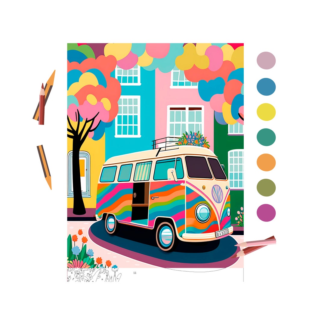 Color by Number Adult,paint by Number Printable, Vintage Car, Coloring ...