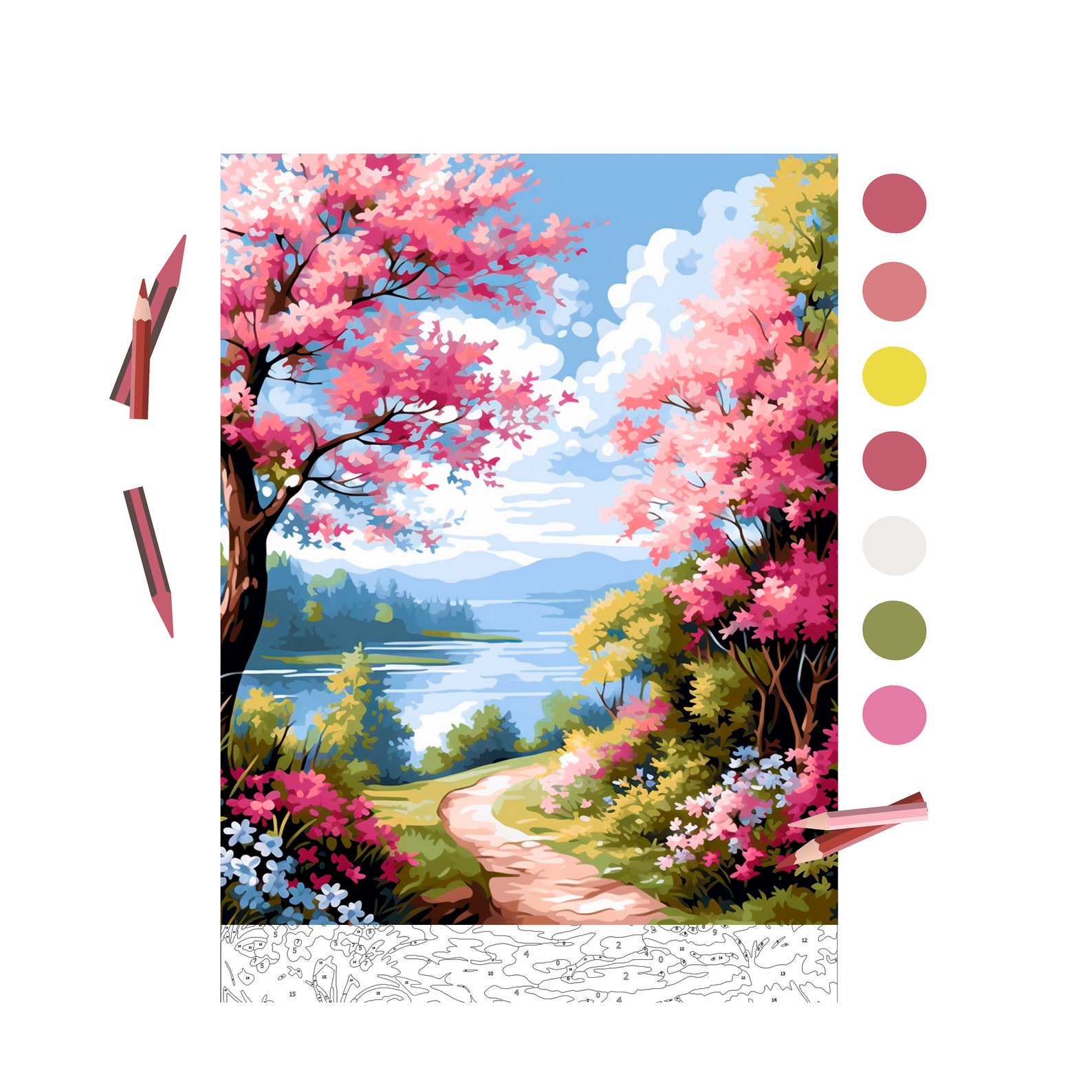 Color by Number for Adult, Paint by Number Printable, Dreamy Path ...