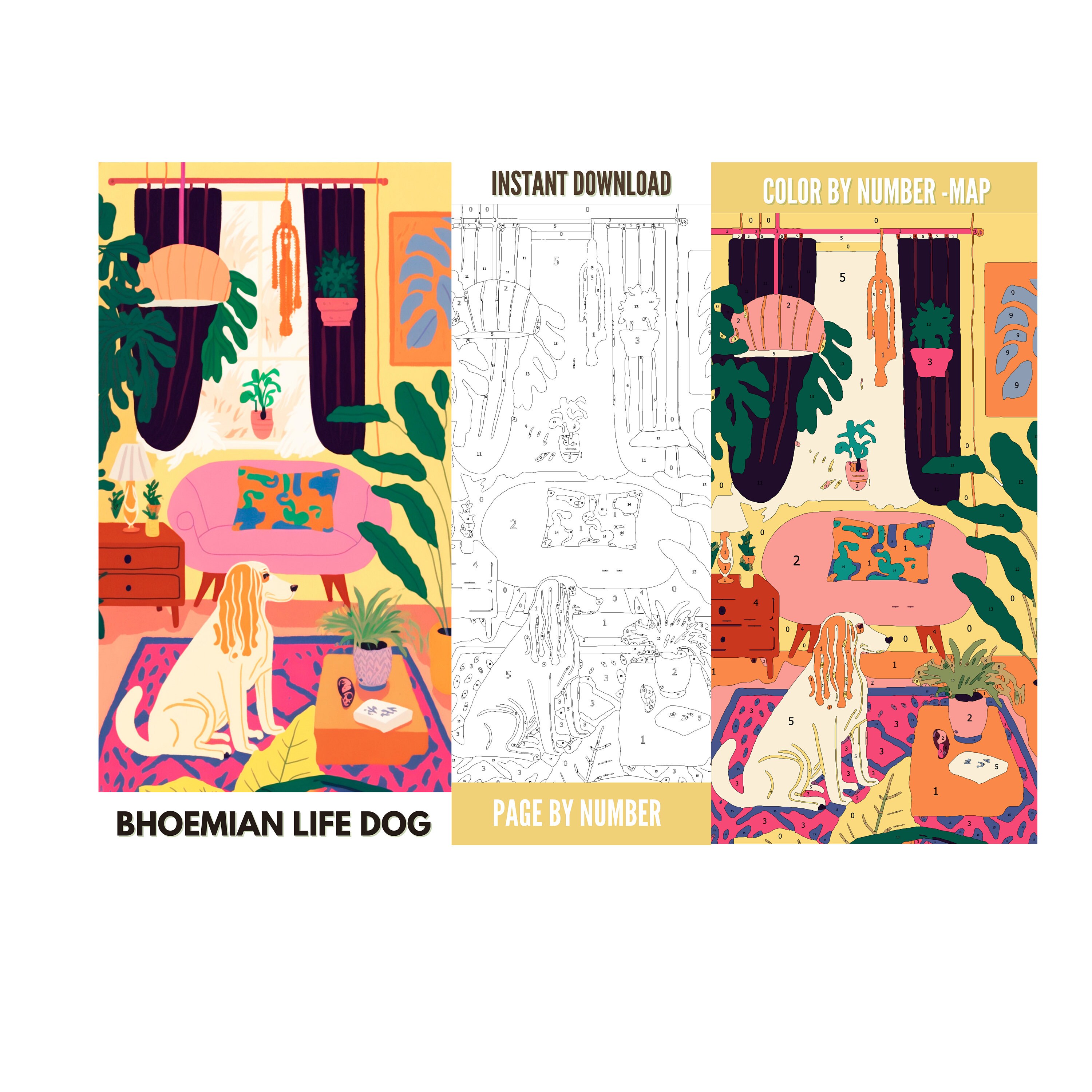 Color by Number for Adultpaint by Number Printable5 Bohemian - Etsy