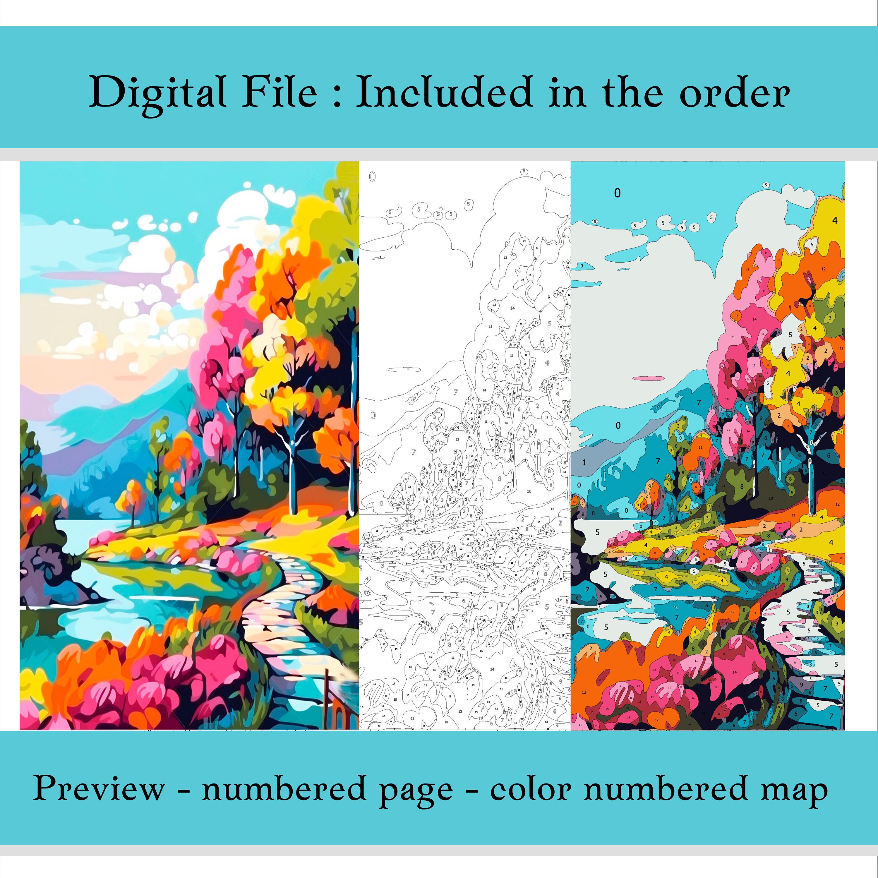 Color by Number for Adult, Paint by Number Printable, Beauty Landscape ...
