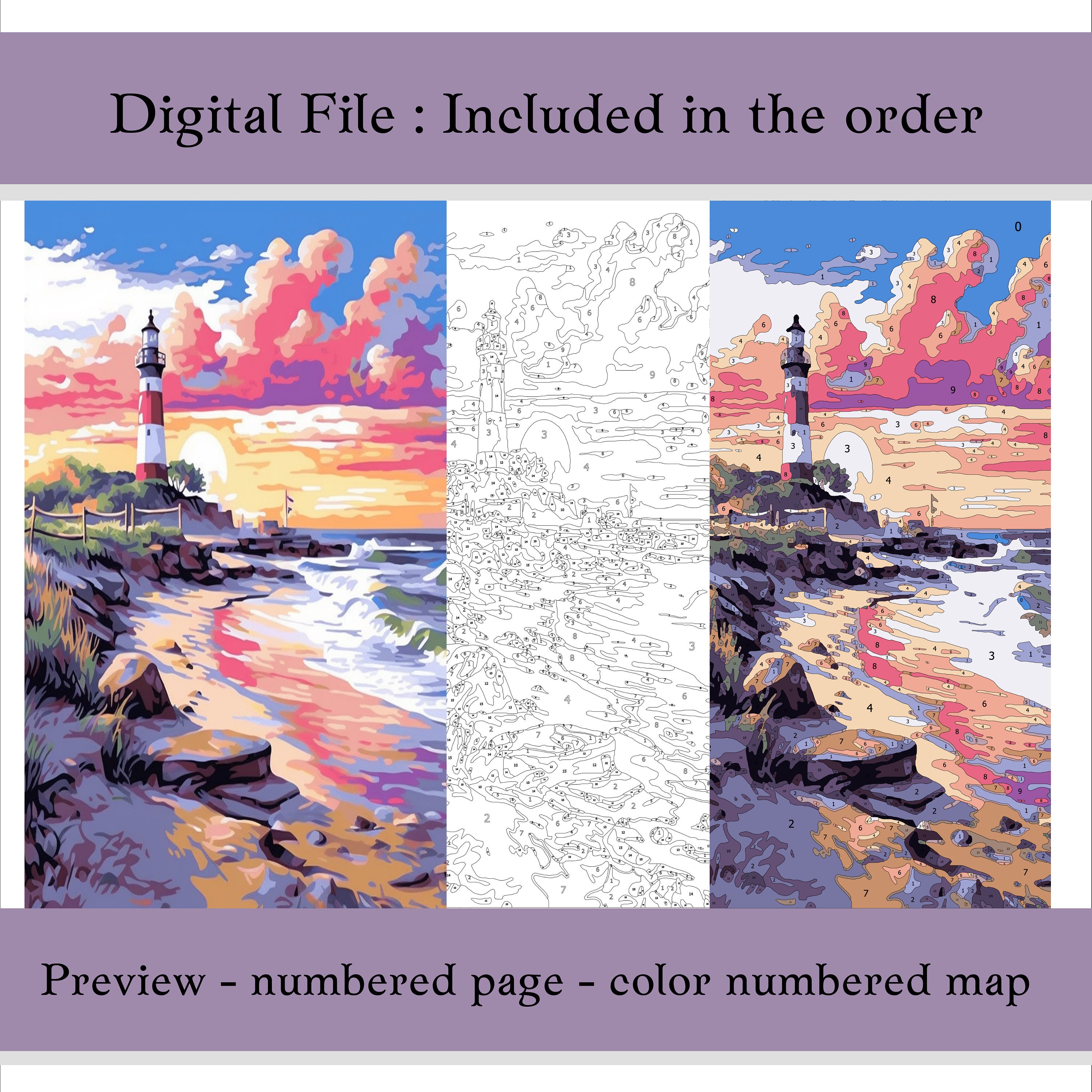 Color by Number for Adult, Paint by Number Printable, Sea Landscape ...