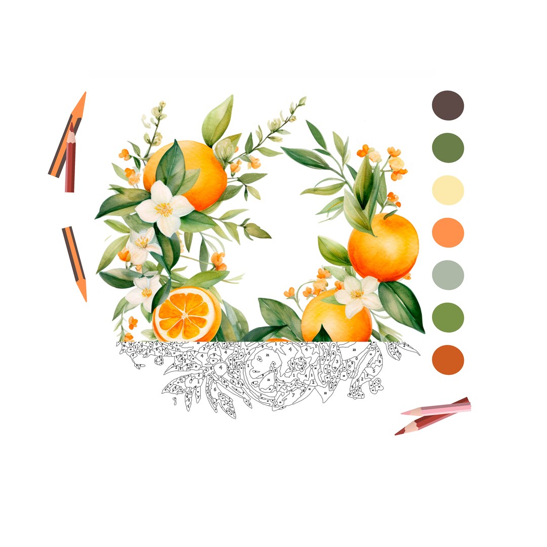 Color by Number for Adult, Paint by Number Printable,orange Garland ...