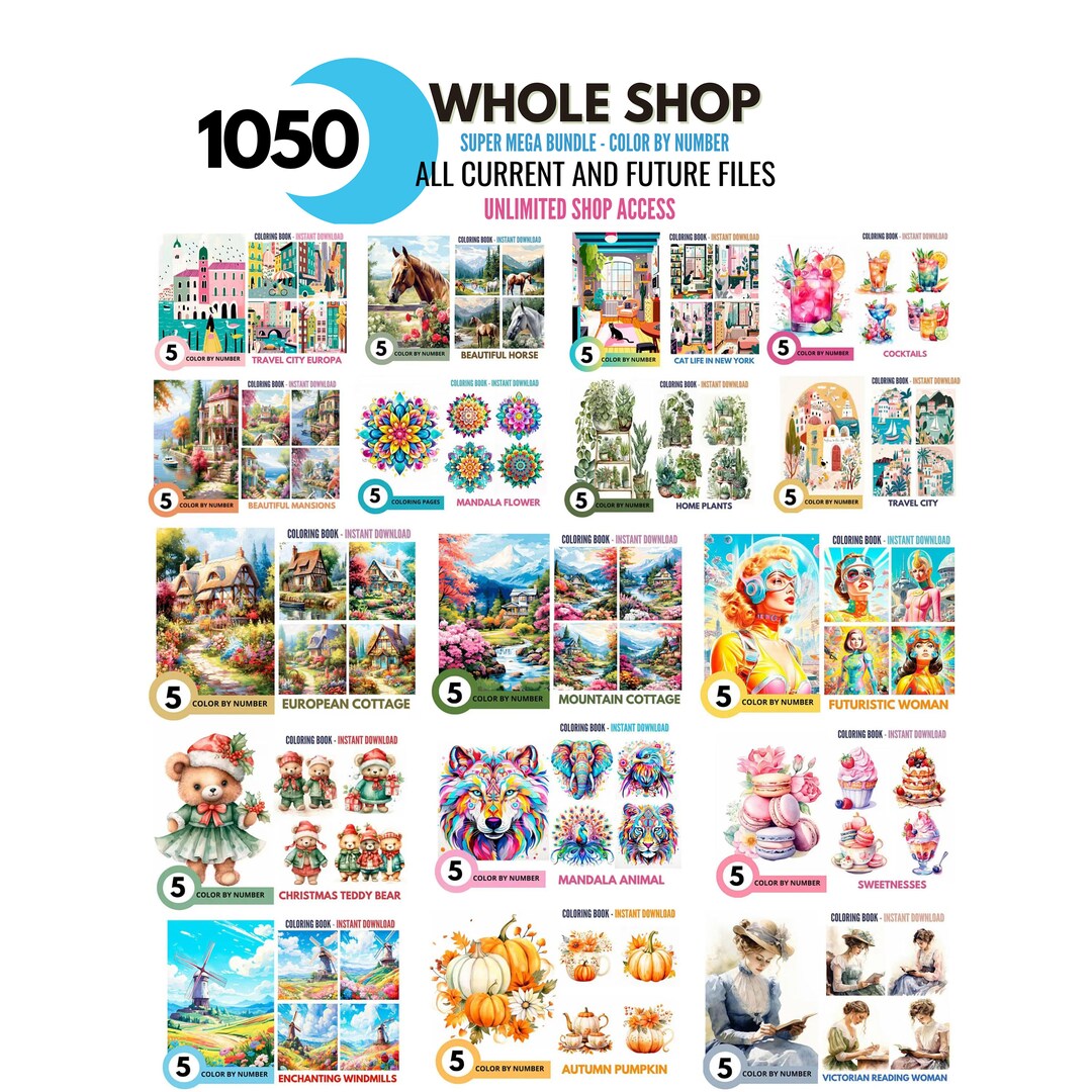 Whole Shop 1050 + of Color by Number for Adult, Paint by Number ...