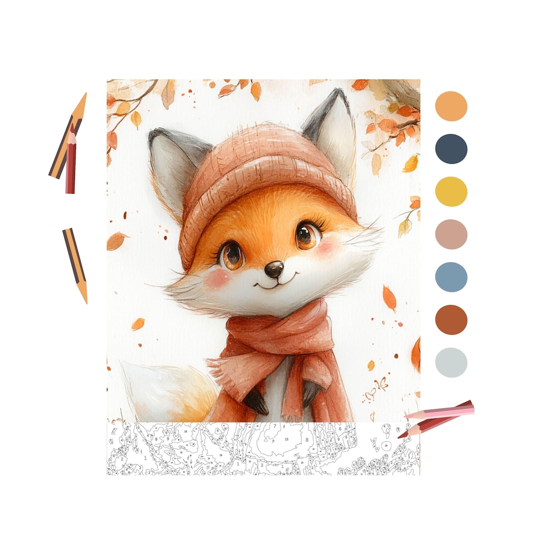 Color by Number for Adult,fall Fox, Paint by Number Printable, Cute ...