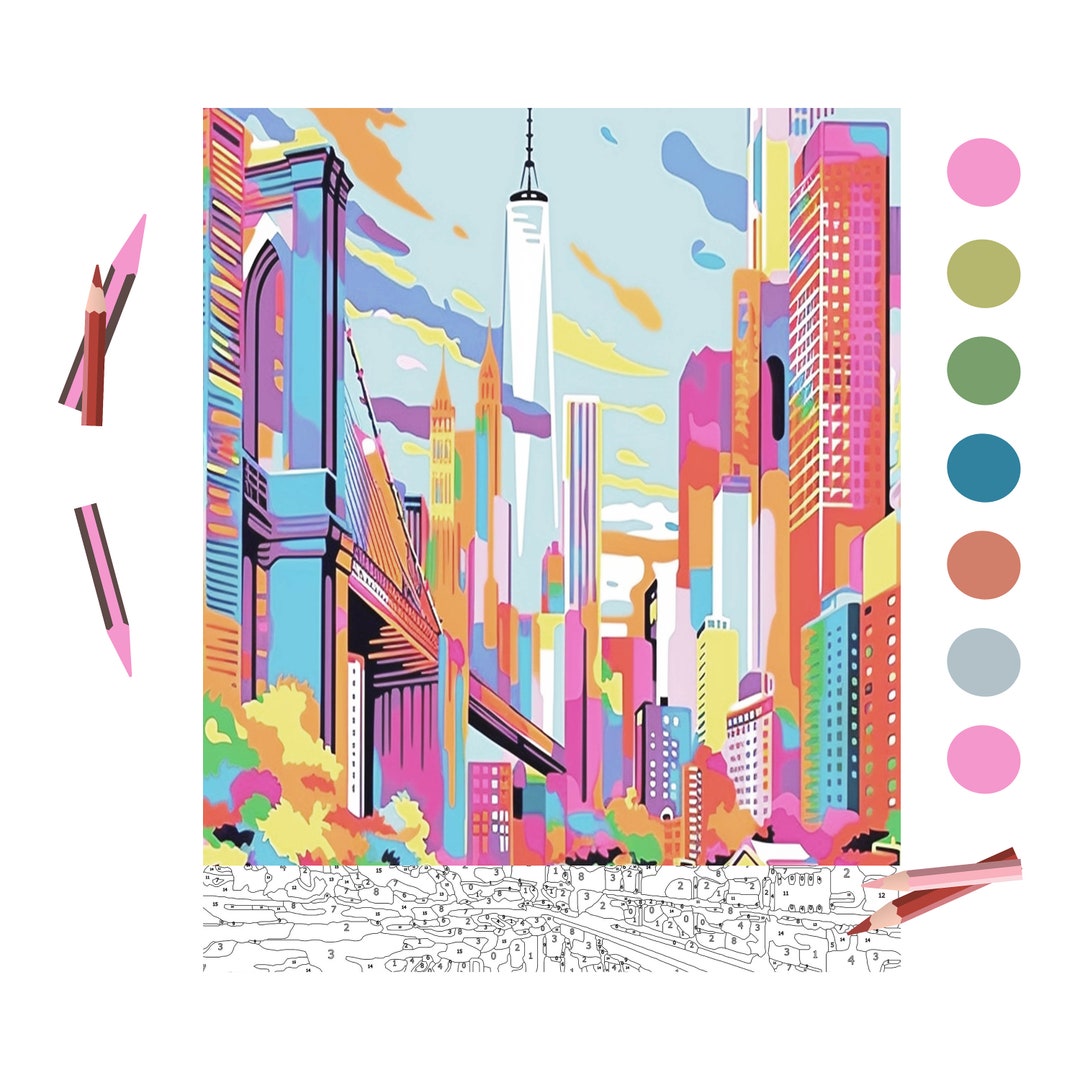 Color by Number for Adult, Paint by Number Printable,new York City ...