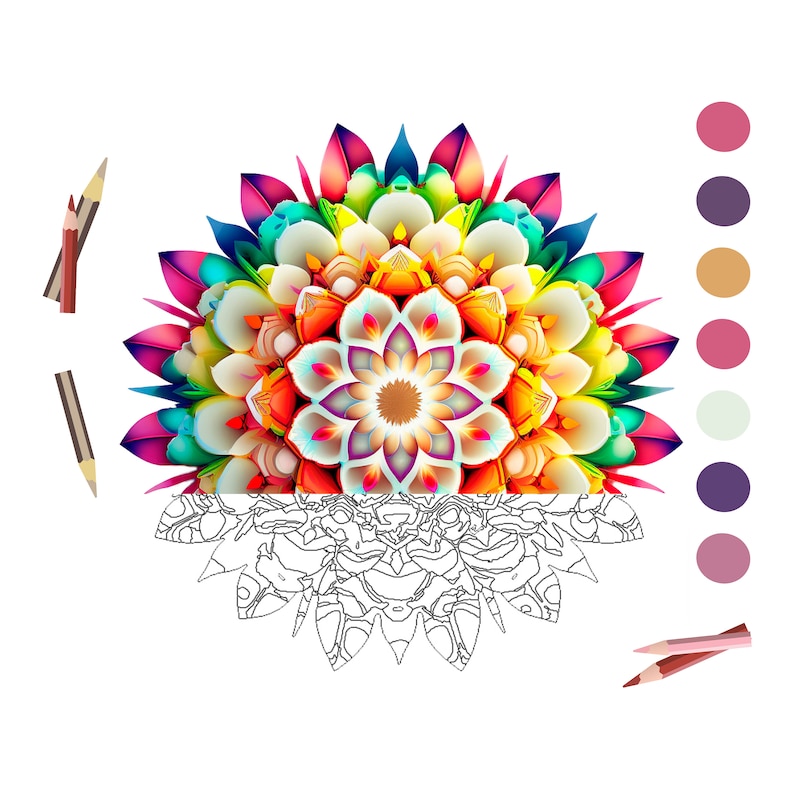 Mandala Flower Coloring Pages for Adult and Kidsprintable - Etsy