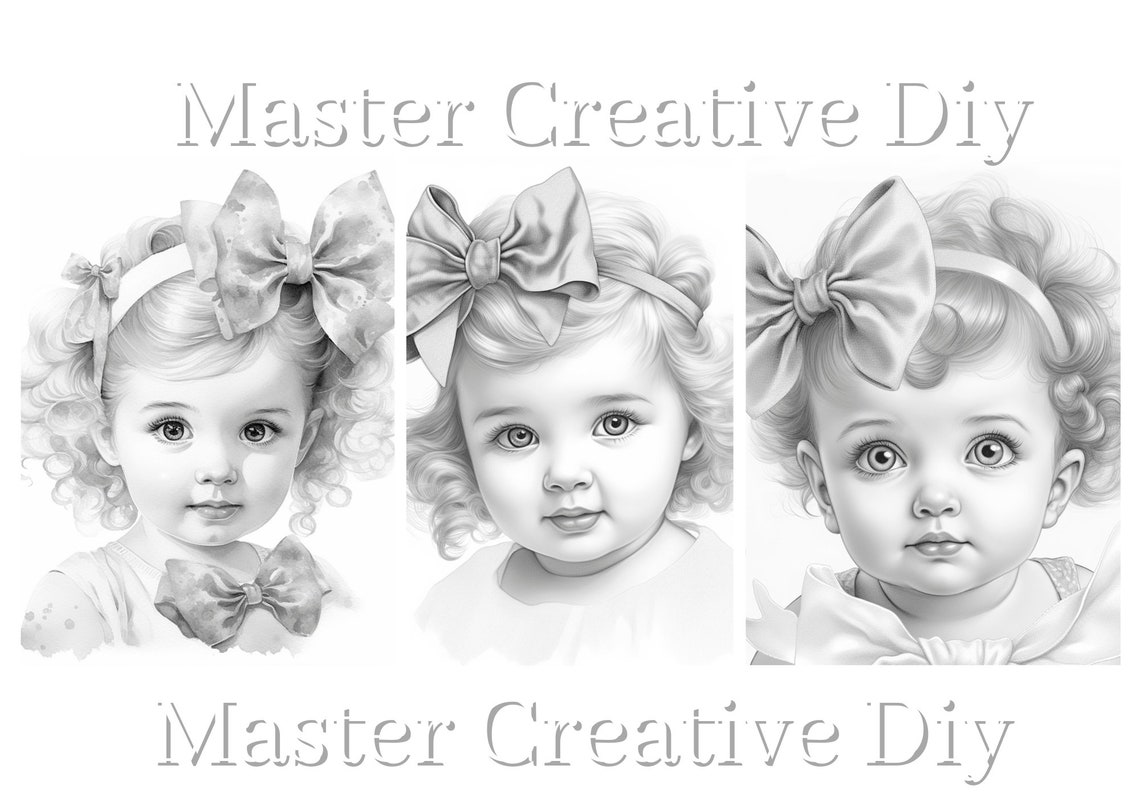 30 Cute Girl With Bow Coloring Book Adults Coloring Pages - Etsy